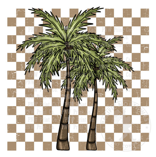Checkered Design Palm Trees-DTF Transfer | PNW Print Company