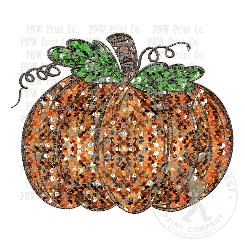 SS Pumpkin Sequins and Stitches - DTF Transfer | PNW Print Company