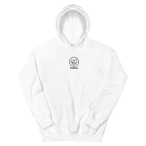 Grayscale EmBroidered EmBark Logo Hoodie | EmBark Foundation