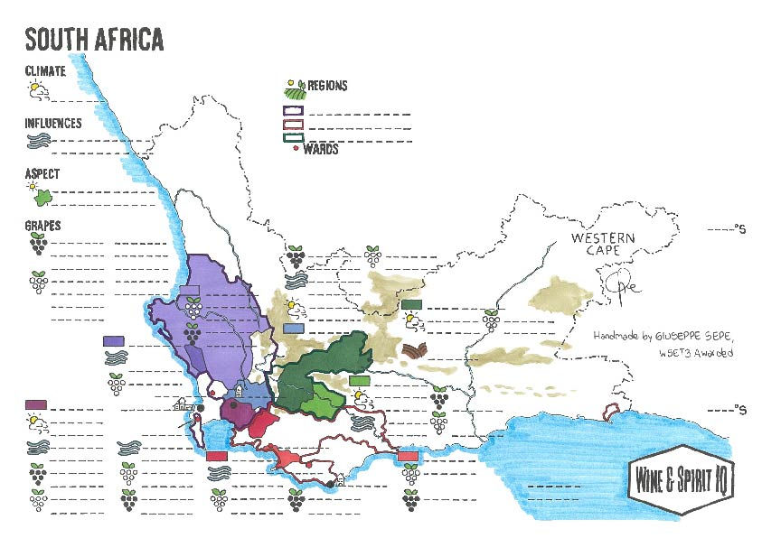 South Africa Wine Blank Map