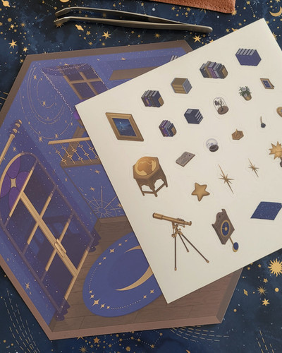 Astronomer's Study - Customizable Print & Sticker Set | CosmosKitty