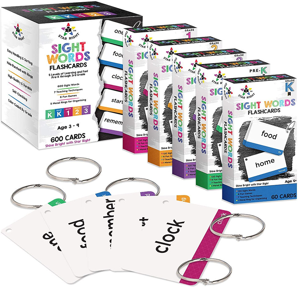 Star Right Sight Words Flash Cards & Flashcard Games Set of 5 | Perch
