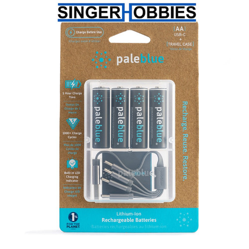 Pale Blue PBLPBAAC Lithium Ion Rechargeable AA Batteries 4pk ...