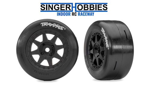 TRAXXAS 10876-BLK Black Front Mini Rally Wheels w/ Slick Tires (Hard ...
