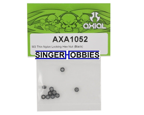 Axial AXIC1052 AXA1052 Thin Nylon Locking Hex Nut M3 Black (10) SCX10 ...