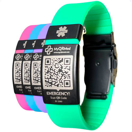 MyQRMed Silicone Medical Alert Bracelet | QR Code Medical ID, Secure ...