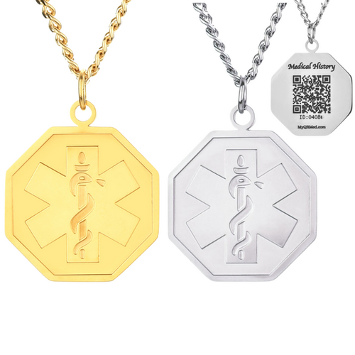 MyQRMed Octagon Medical Alert Necklace | QR Code Medical ID Pendant ...