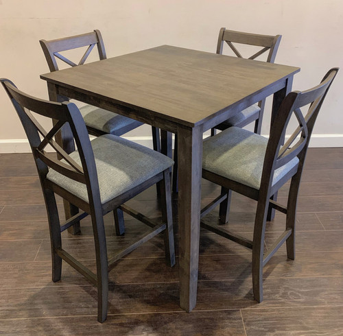 Tahoe - Grey - Pub Table + 4 Chairs | TX Fine Furniture