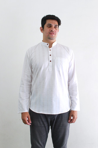 Men's Pure Cotton White Kurta | Just T-Shirts | Made In India
