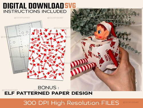 ELF BOX SVG FILE AND BONUS ELF PATTERN PAPER DESIGN INSTANT DOWNLOAD ...
