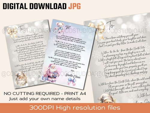 2x Letters from Santa - Print at home | cocostudioart.com