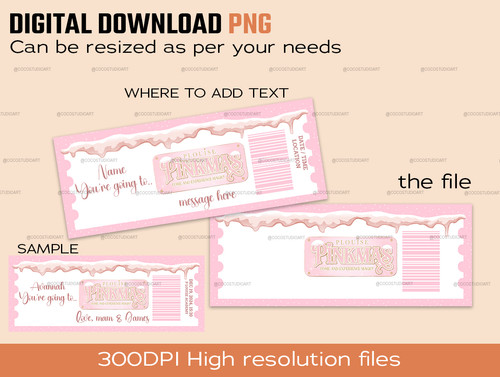 PINKMAS TICKET TEMPLATE DIGITAL DOWNLOAD | cocostudioart.com