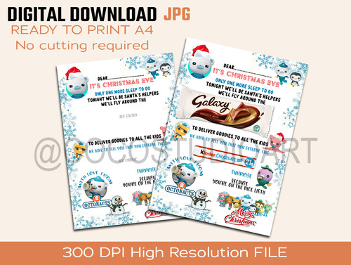 OCTONAUTS CHRISTMAS Chocolate Board Print at home | cocostudioart.com