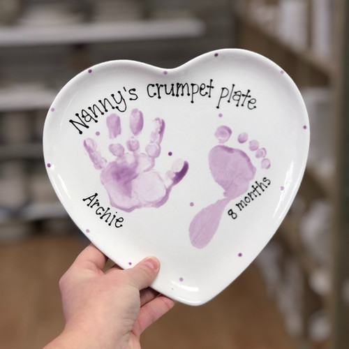 Simple Hand and Footprint Plate | Crafty Monkey Pottery Painting Studio