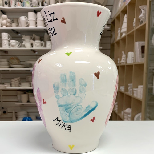 Handprint & Hearts Vase or Jug | Crafty Monkey Pottery Painting Studio