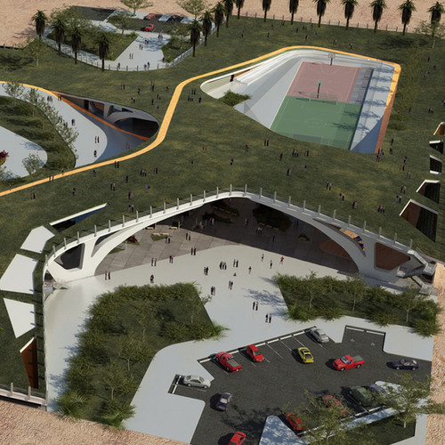 Organic architecture park Revit model rendered on 3ds max contemporary ...