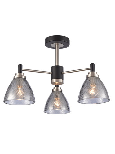 Tube 3 Light Matt Black/Satin Nickel Semi-Flush Ceiling Light | The ...