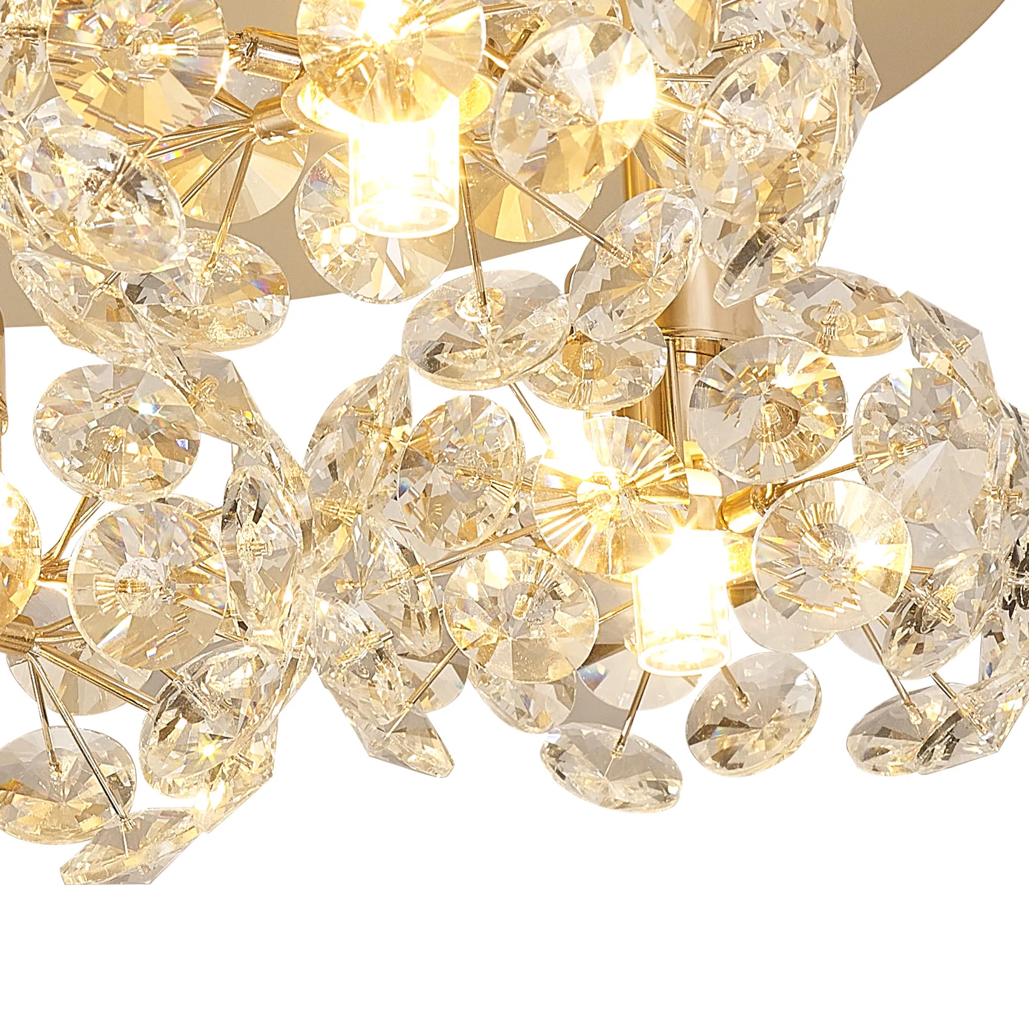 Zara 5 Light French Gold Flush Ceiling Light | The Light House