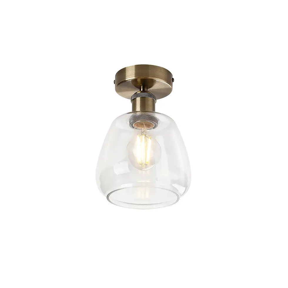 Mavis 1 Light Antique Brass Effect Semi-Flush Ceiling Light | The Light ...