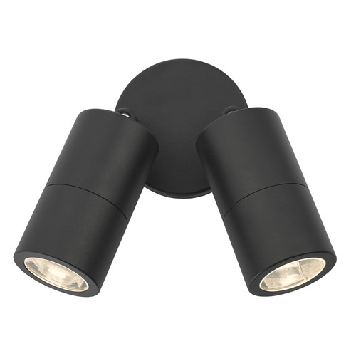 Oakham 2 Light Matt Black Outdoor Spot Wall Light | The Light House92