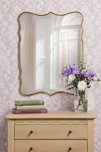 Laura Ashley Medora Gold Waved Edge Rectangular Mirror | The Light ...