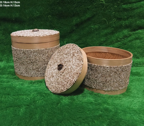 A Set Of 2 Brown Beads And Bamboo Bali Box | bali pro sourcing