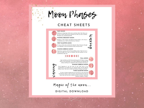 Moon Phases Cheat Sheets (DIGITAL/PRINTABLE FILE) | Susan Dawn Spiritual