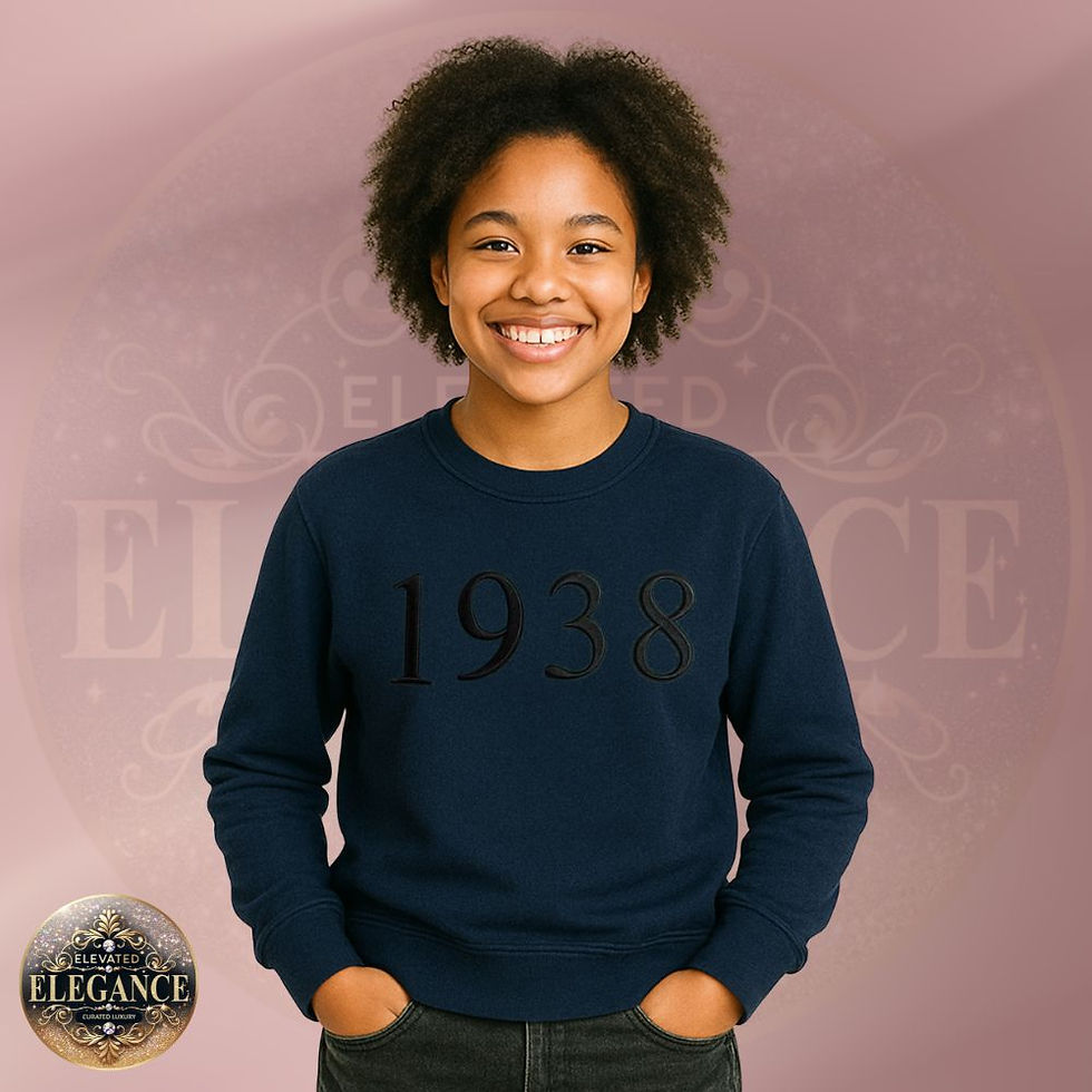 JJOA Girl's Black 3-D Puff Embroidered 1938 Crewneck Sweatshirt ...
