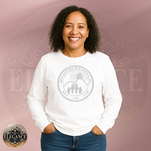 JJOA Women's Bling Clear Round Logo Crewneck Sweatshirt | Elevated ...