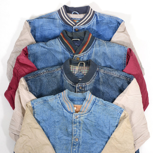 10 x Vintage Men's Baseball Denim Jacket Mix | The Rag Depot