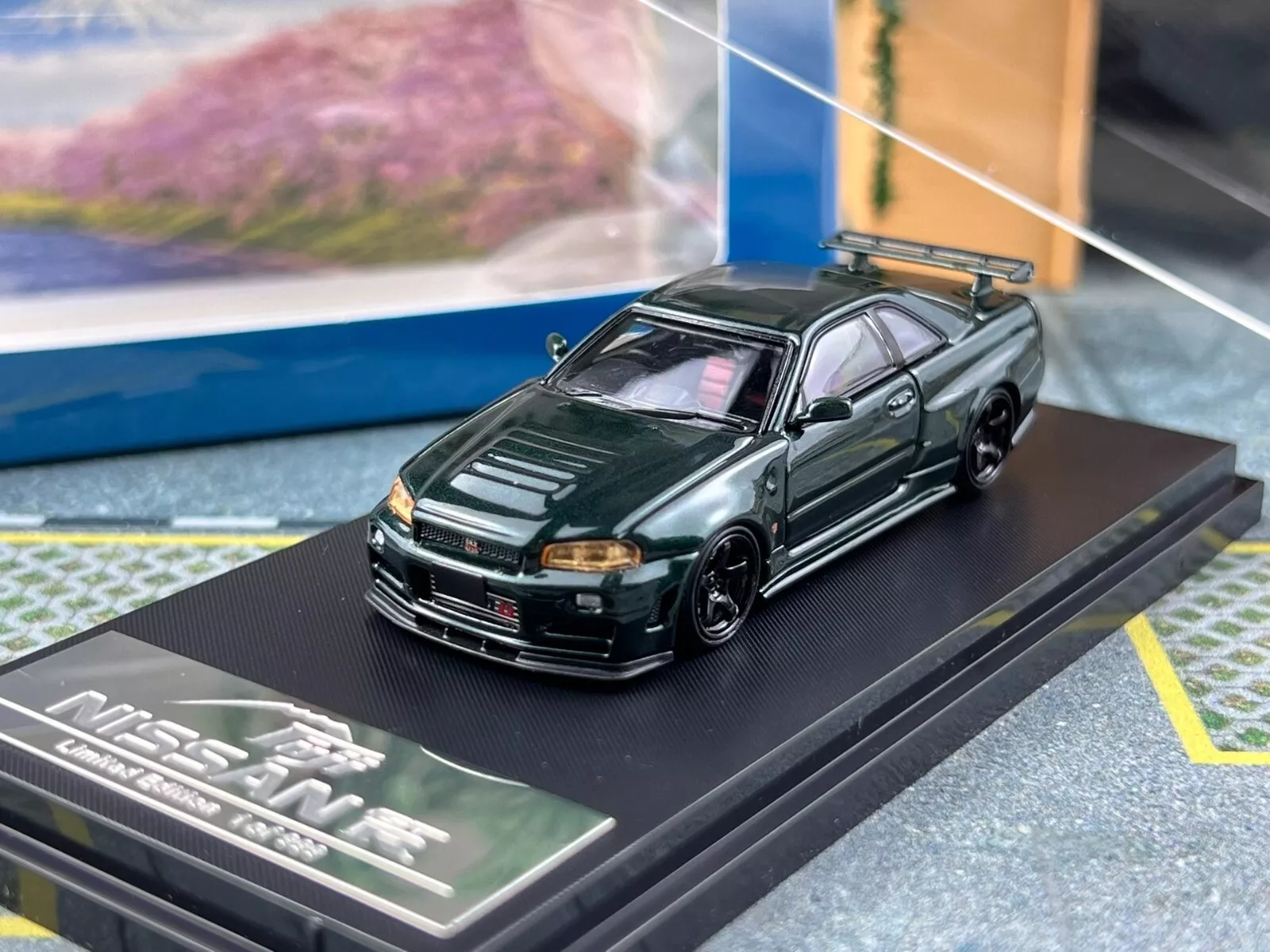 NISSAN SKYLINE GT-R R34 NISMO Z-TUNE GREEN 1/64 SCALE DIECAST CAR BY ...