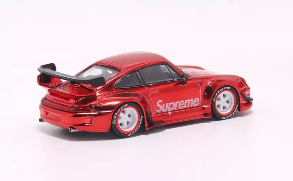 PORSCHE RWB 993 GT WING CHROME RED SUPREME LIVERY 1/64 DIECAST BY FAST ...