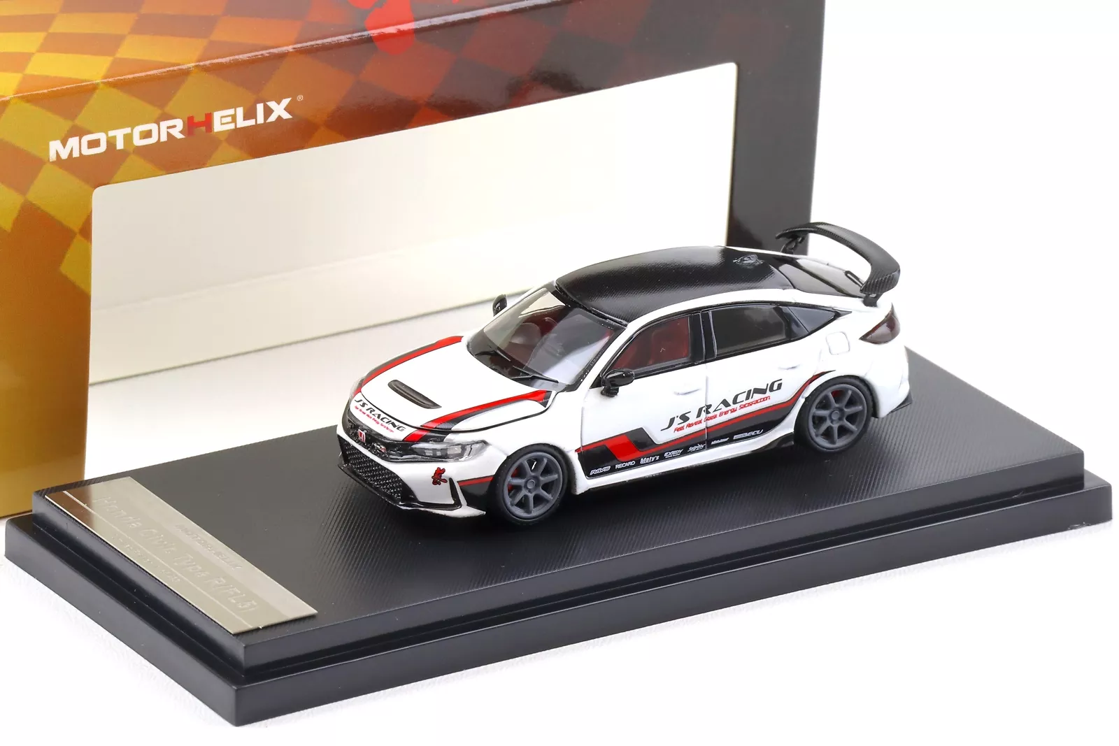 HONDA CIVIC TYPE R FL5 J'S RACING PEARL WHITE HOOD OPENS 1/64 BY MOTOR ...