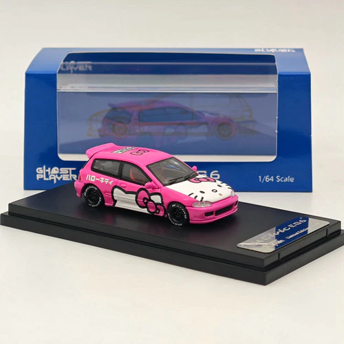 HONDA CIVIC EG6 HELLO KITTY 1/64 DIECAST CAR MODEL BY GHOST PLAYER STREET WEAPON | JVK Toys
