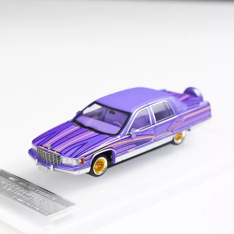 CADILLAC FLEETWOOD LOWRIDER PURPLE 1/64 DIECAST CAR BY MK MINIATURES ...