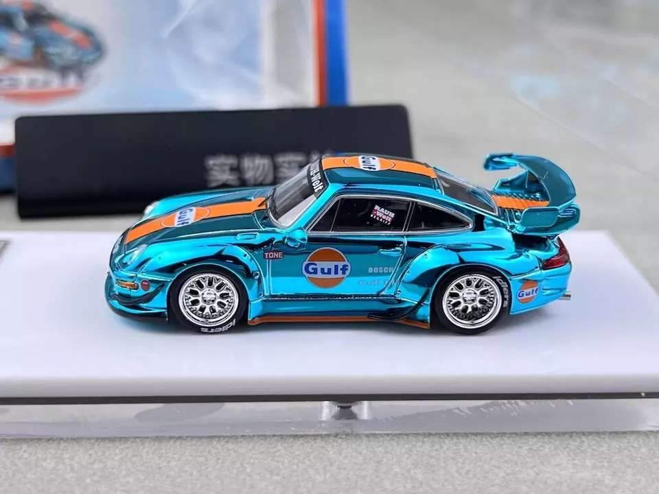PORSCHE RWB 993 GT GULF LIVERY WITH EXTRA WHEELS 1/64 DIECAST CAR BY ...