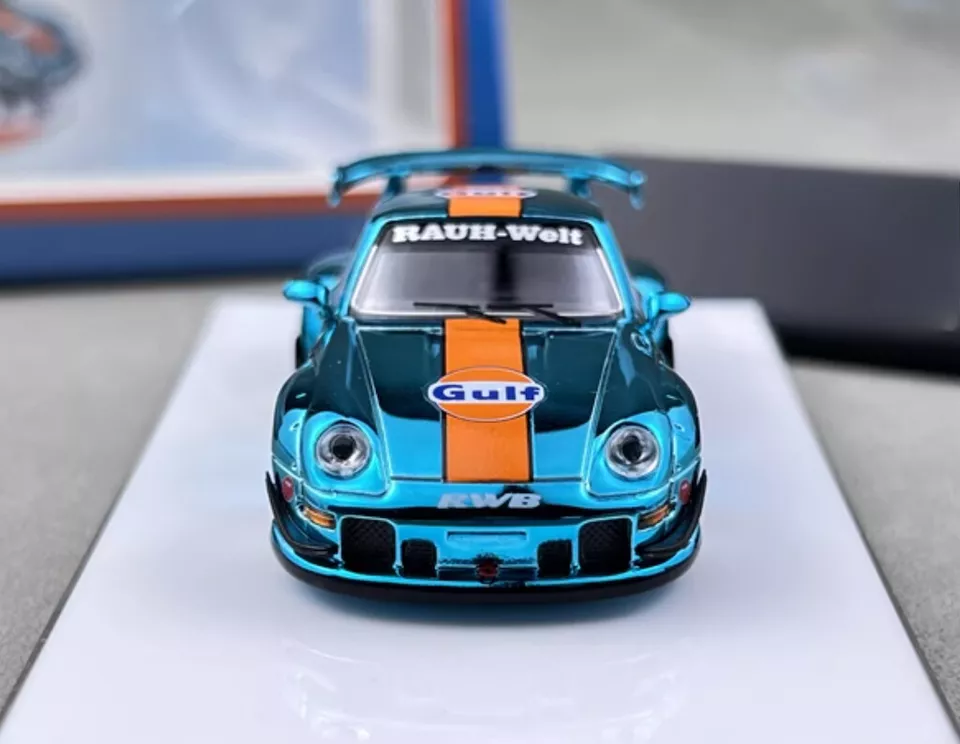 PORSCHE RWB 993 GT GULF LIVERY WITH EXTRA WHEELS 1/64 DIECAST CAR BY ...