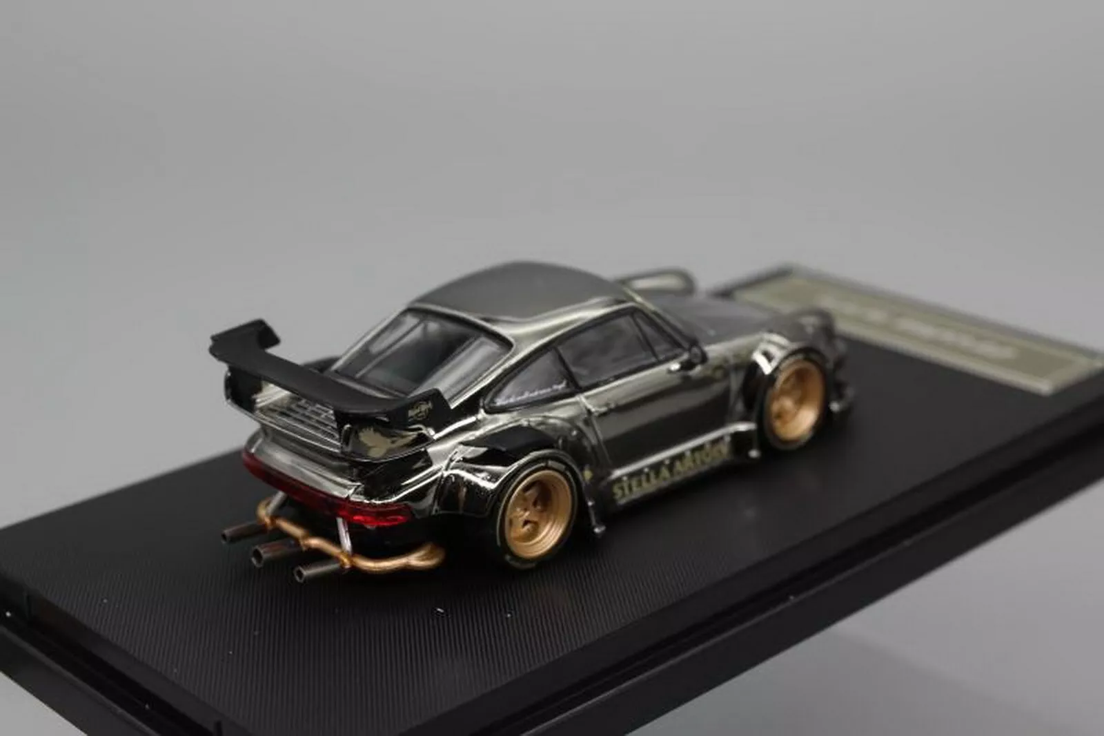 PORSCHE RWB 930 STELLA ARTOIS ELECTROPLATED BLACK 1/64 DIECAST CAR BY ...