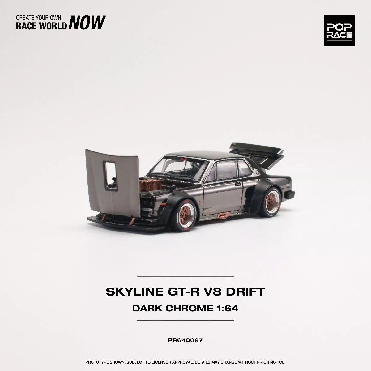 NISSAN SKYLINE GT-R V8 DRIFT HAKOSUKA DARK CHROME 1/64 CAR BY POP RACE ...