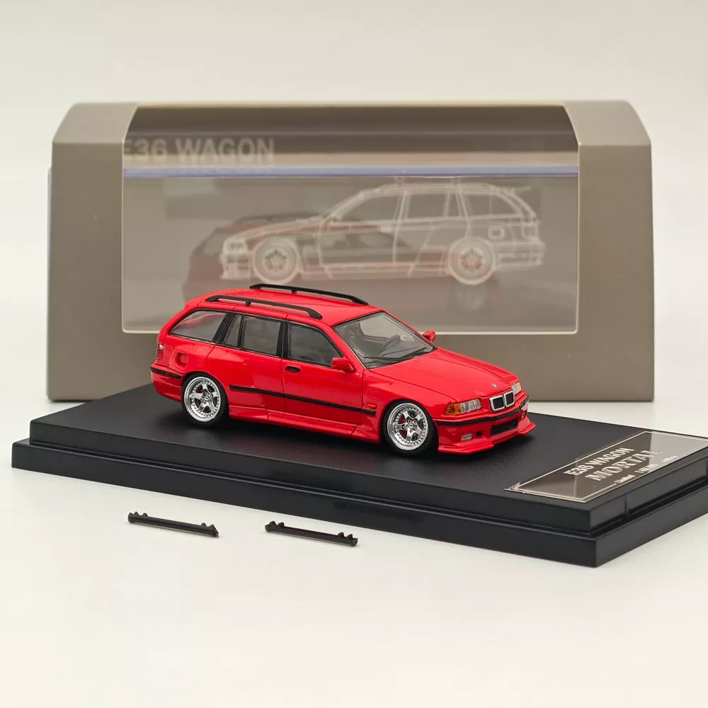 BMW E36 3-SERIES 4 DOOR STATION WAGON RED LOWRIDE 1/64 DIECAST CAR BY ...
