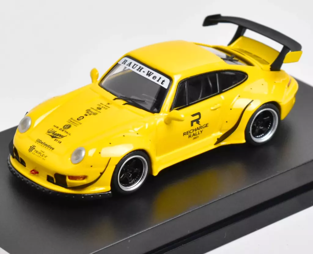 PORSCHE RWB 993 YELLOW 1/64 SCALE DIECAST CAR MODEL BY XF MODELS | JVK Toys