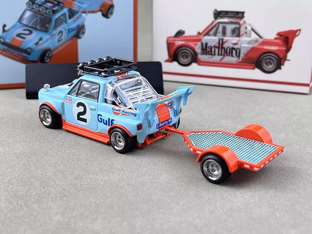 HONDA N600 PICKUP TRUCK WITH TRAILER GULF 1/64 DIECAST CAR MODEL BY ...