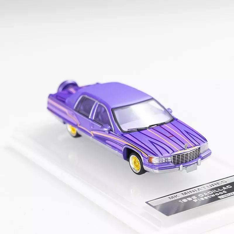 CADILLAC FLEETWOOD LOWRIDER PURPLE 1/64 DIECAST CAR BY MK MINIATURES ...
