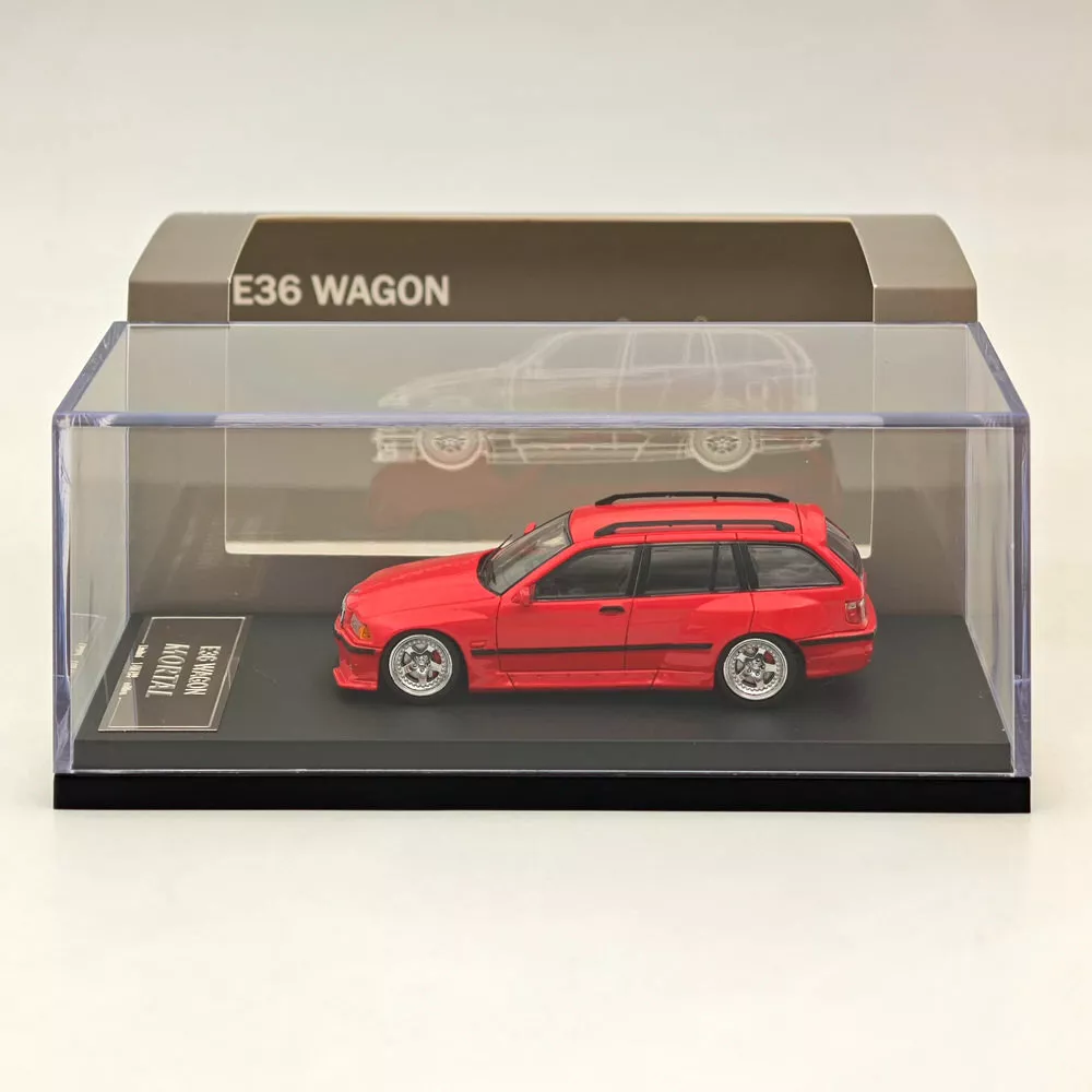 BMW E36 3-SERIES 4 DOOR STATION WAGON RED LOWRIDE 1/64 DIECAST CAR BY ...