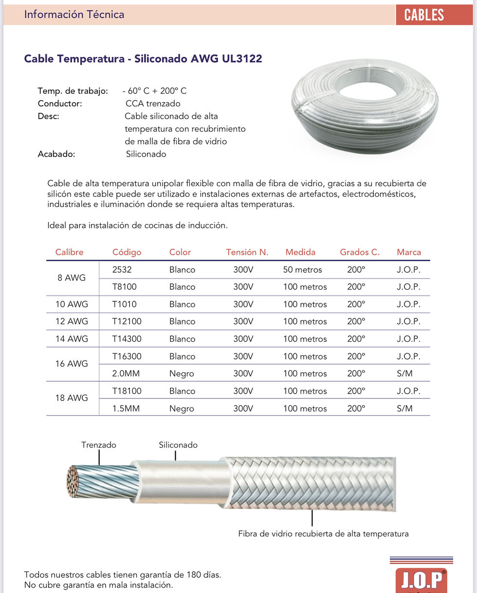 Cable para alta temperatura -60 a 200 grados | teslaindustrial