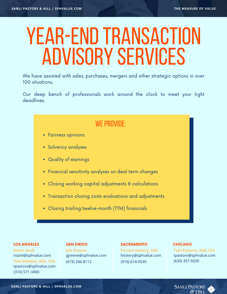 Year-End Transaction Advisory Services
