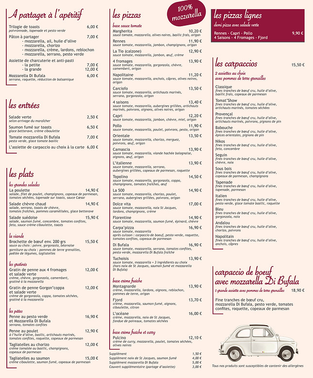 Menu | Le Cinquecento