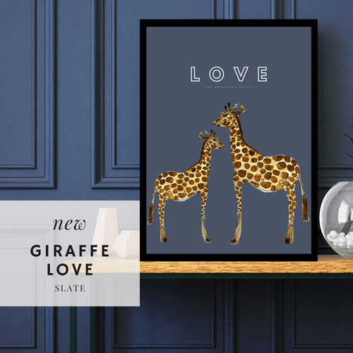 Buy GIRAFFE LOVE SLATE ART PRINT UNFRAMED | Prints & Interiors by The ...
