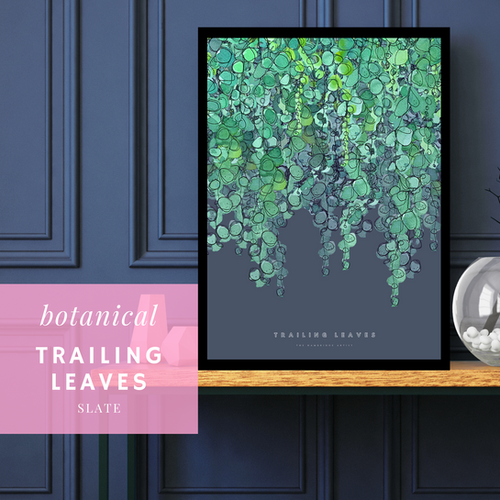 Buy TRAILING LEAVES ART PRINT ON SLATE UNFRAMED | Prints & Interiors by ...