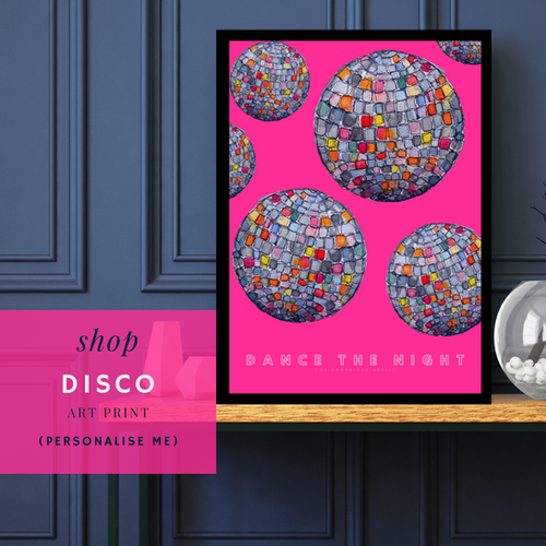 Buy PERSONALISE - DISCO ART PRINT ON COLOURPOP UNFRAMED | Prints ...